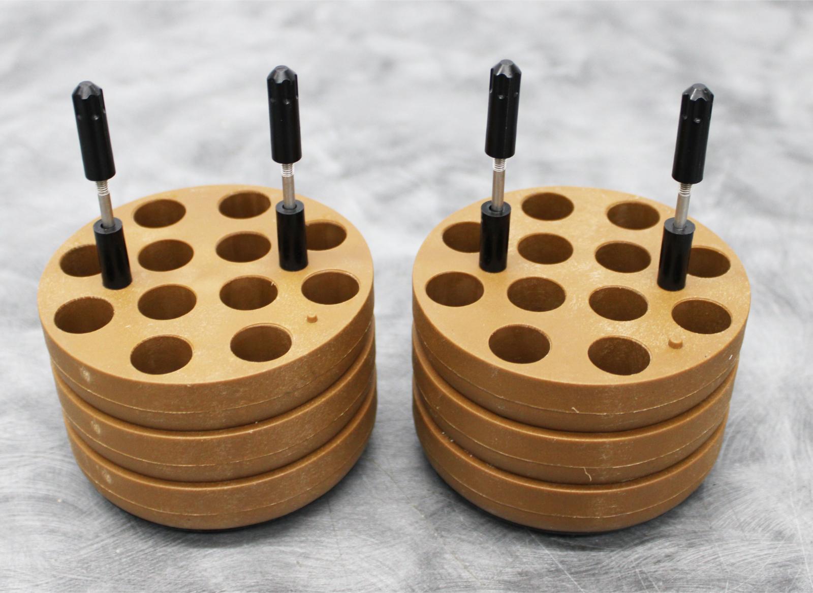 x2 Thermo Scientific 12x14mL Centrifuge Rotor Bucket Tube Adapters 750