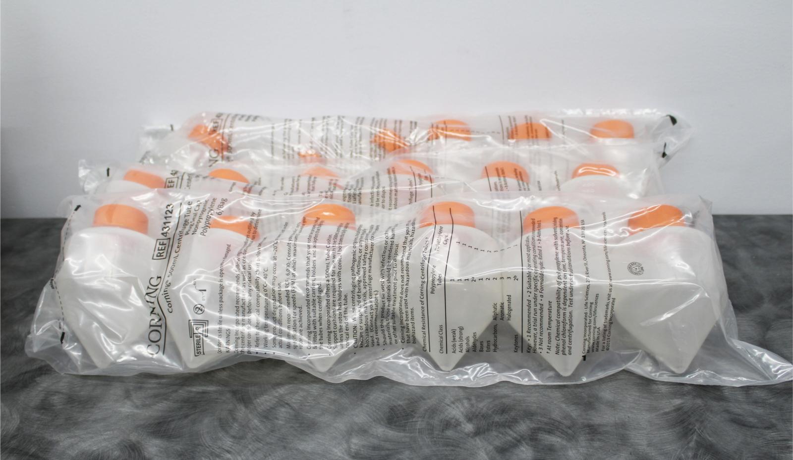 x18 Corning 500 mL PP Centrifuge Tubes with Plug Seal Cap 431123