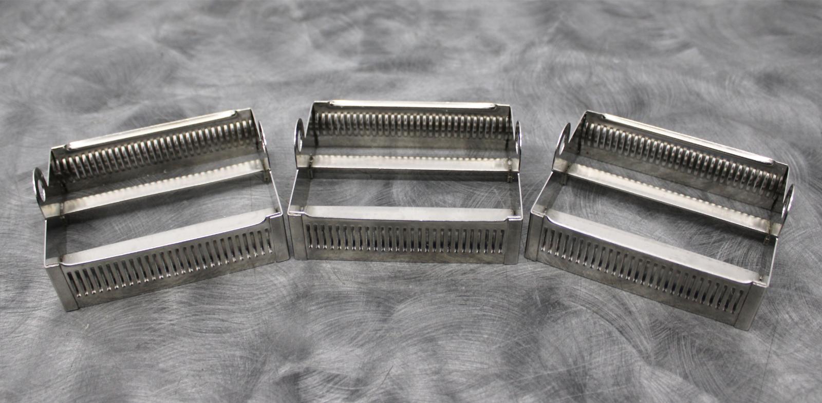 Lot of 3 30-Place Stainless Steel Laboratory Slide Staining Racks