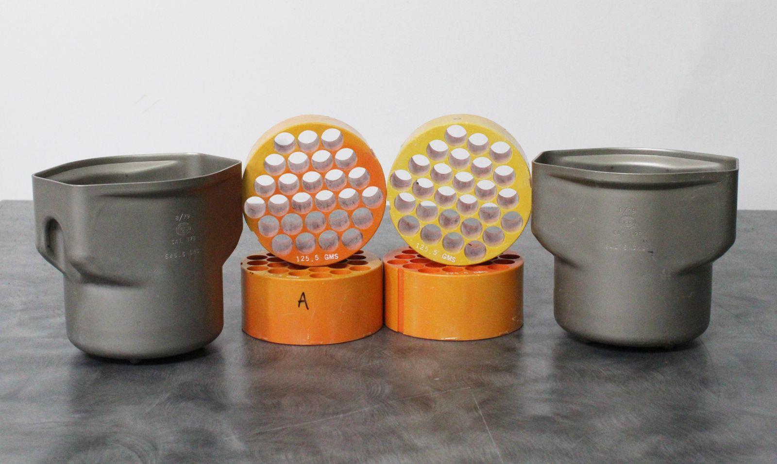 Lot of 2 IEC 378 Centrifuge Swing Buckets and 4/ 5727 Insert Adapters