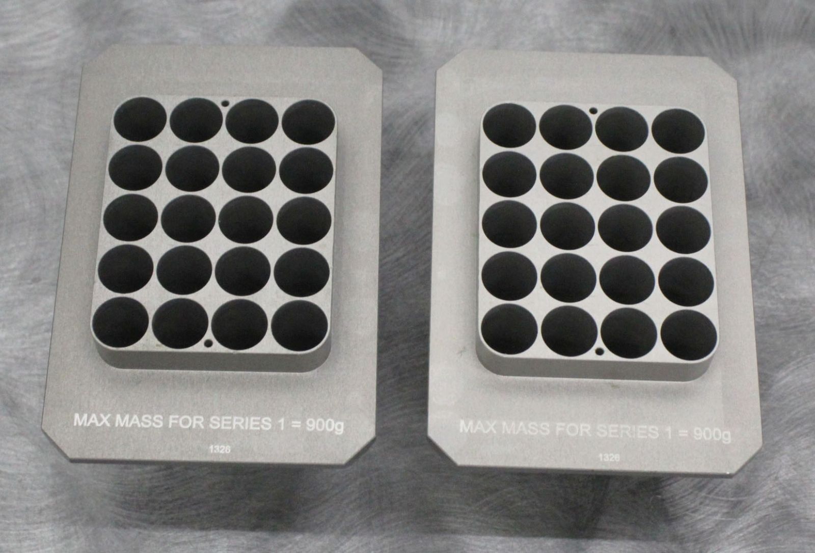 x2 Genevac HT4 Max Mass Series 1=900g 20x5-7mL 2-Part Sample Tube Hold